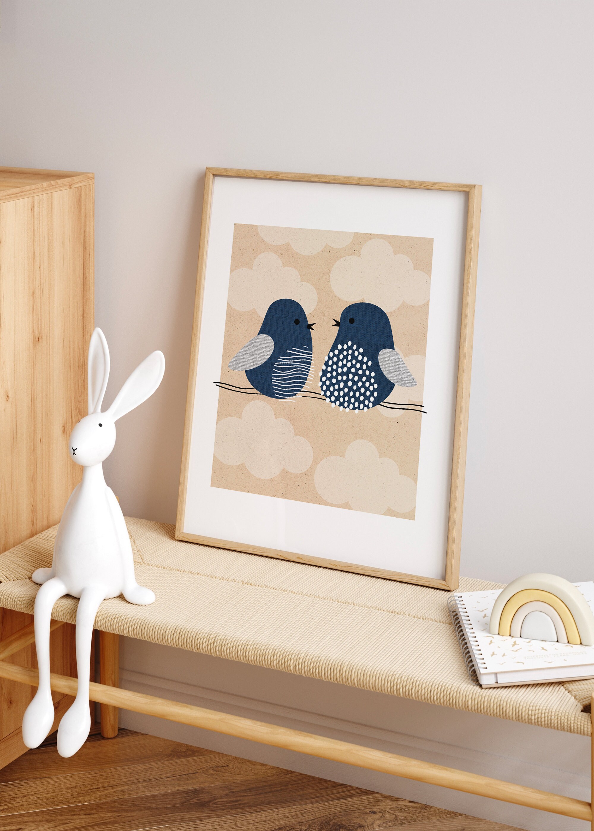 Set of Two | Blueberry Blue Birds Wall Art | | Digital Print | Blue ...