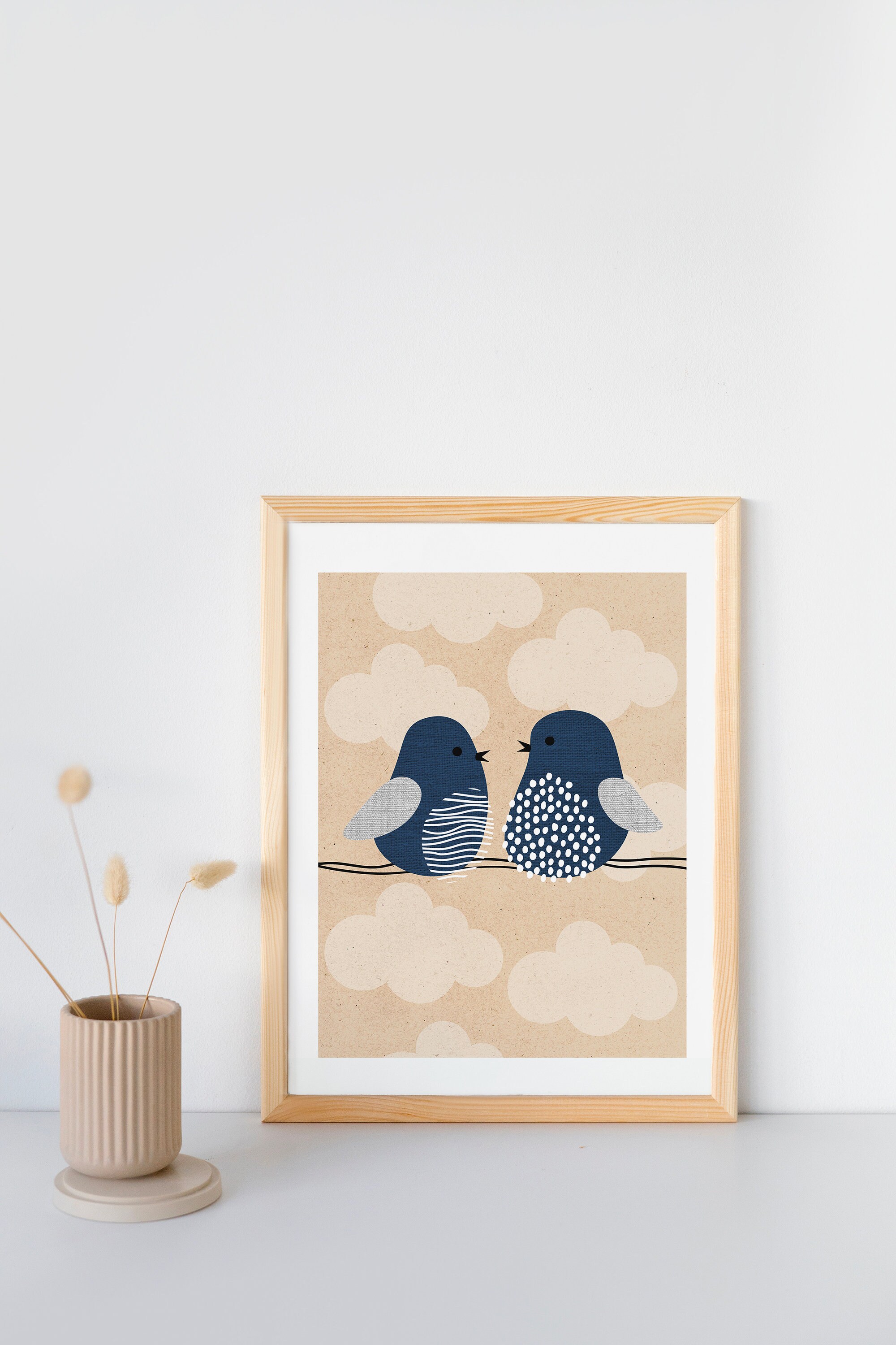Set of Two | Blueberry Blue Birds Wall Art | | Digital Print | Blue ...