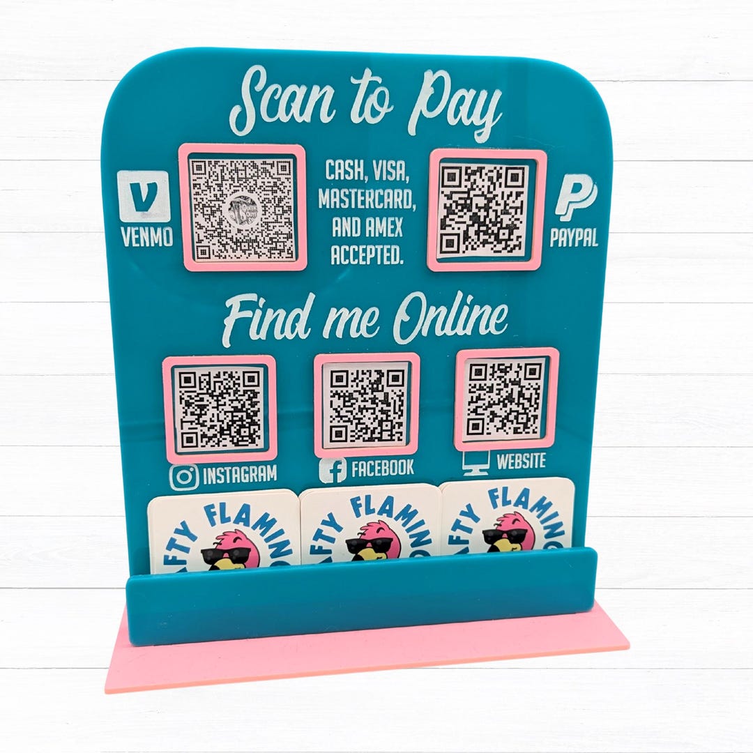 Scan to Pay Sign AND Business Card Holder for Shows and Checkout SVG ...