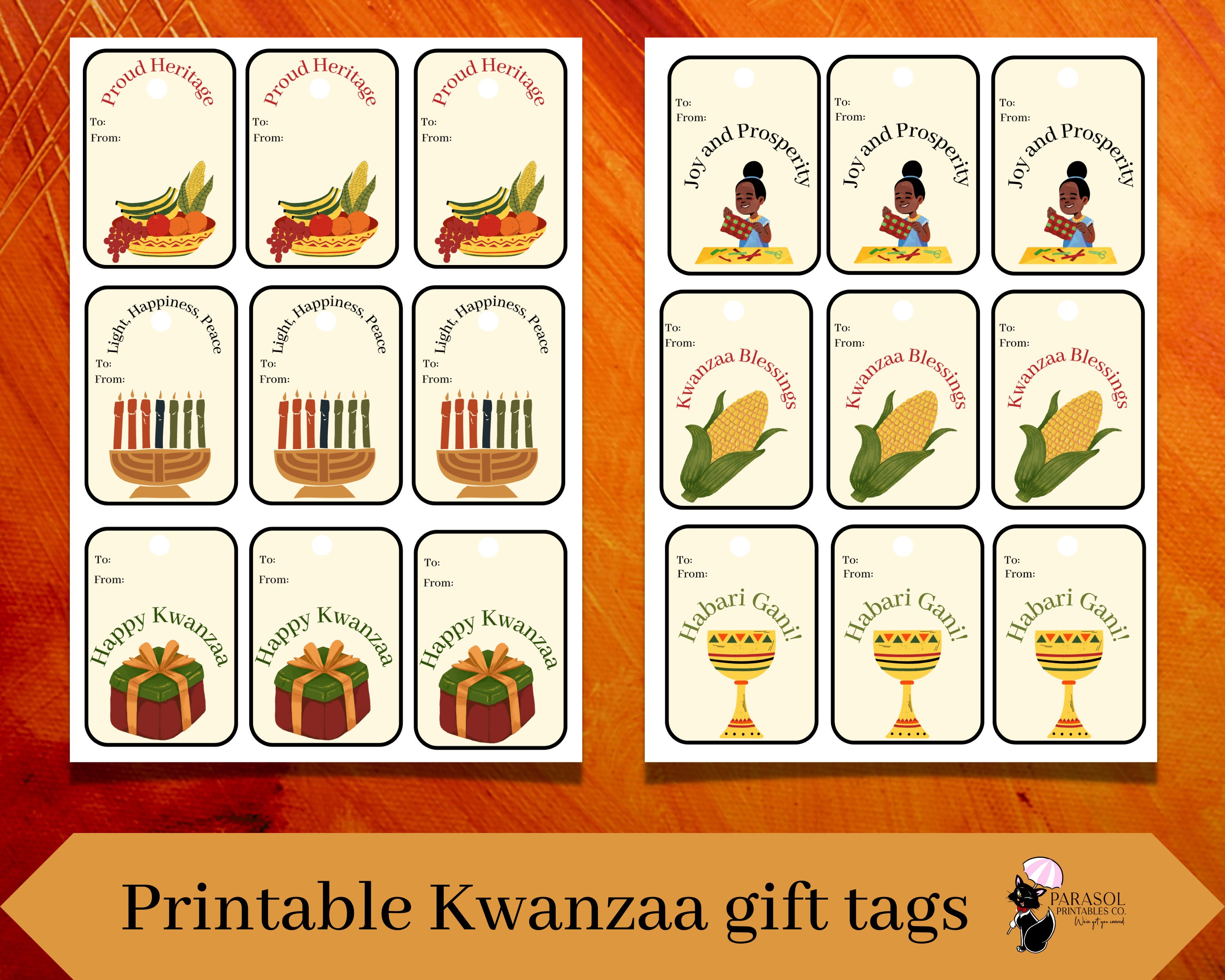 Happy Kwanzaa Printable Gift Tags Editable in Canva - Etsy