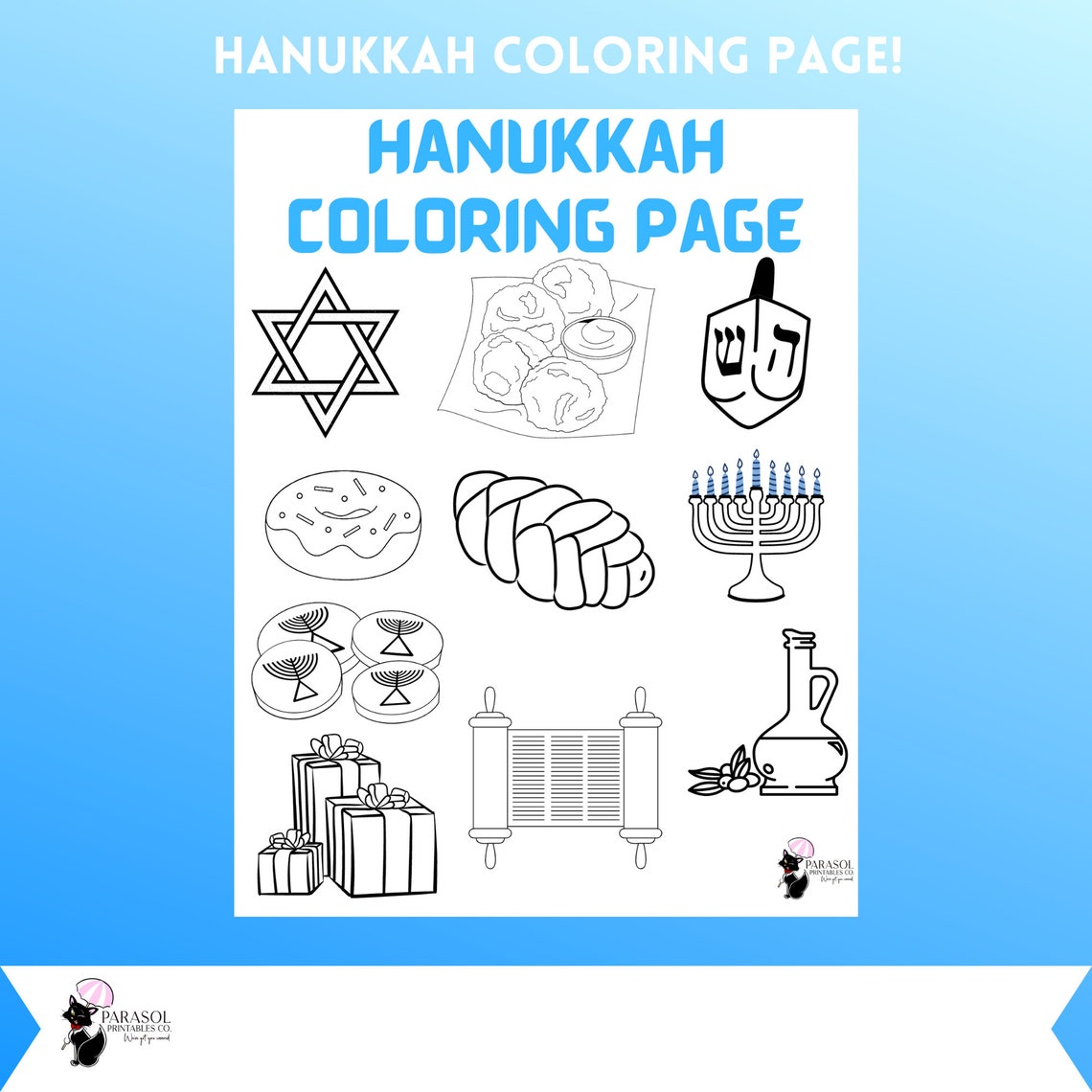 Entertaining Hanukkah Coloring Page Printable Editable in Canva - Etsy