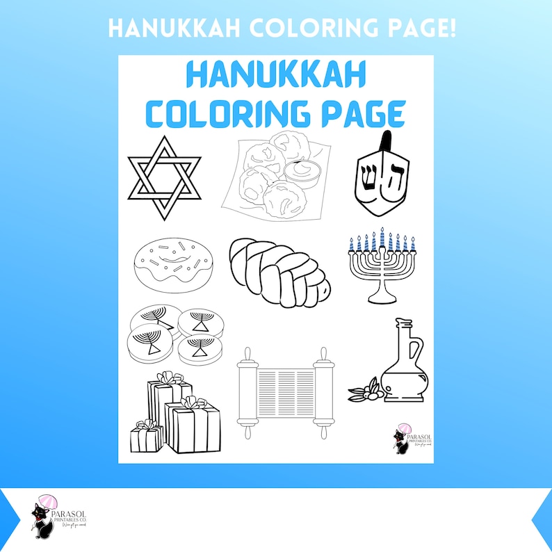 Entertaining Hanukkah Coloring Page Printable Editable in Canva - Etsy