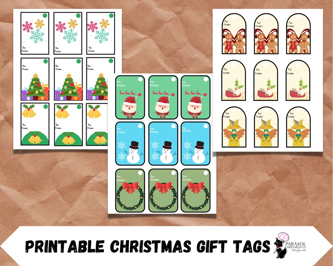 Cute Christmas Printable Gift Tags Editable in Canva - Etsy