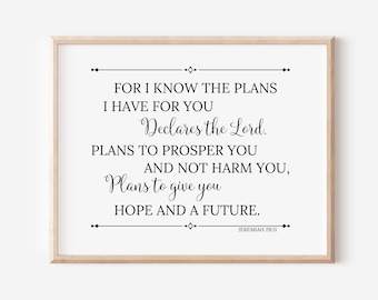 Jeremiah 29:11 I Know the Plans I Have for You Printable - Etsy