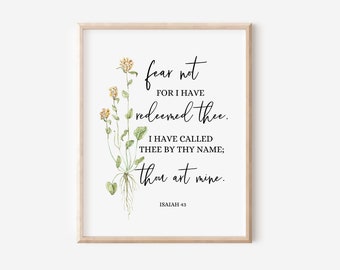 Isaiah 43:1 Do Not Fear for I Have Redeemed You Bible Verse Wall Art ...