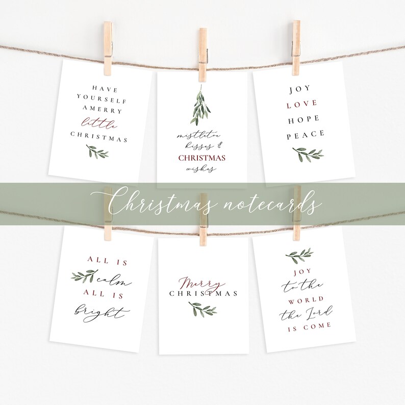 Christmas Notecards, Minimalist Christmas Notecards, Holiday Blank ...