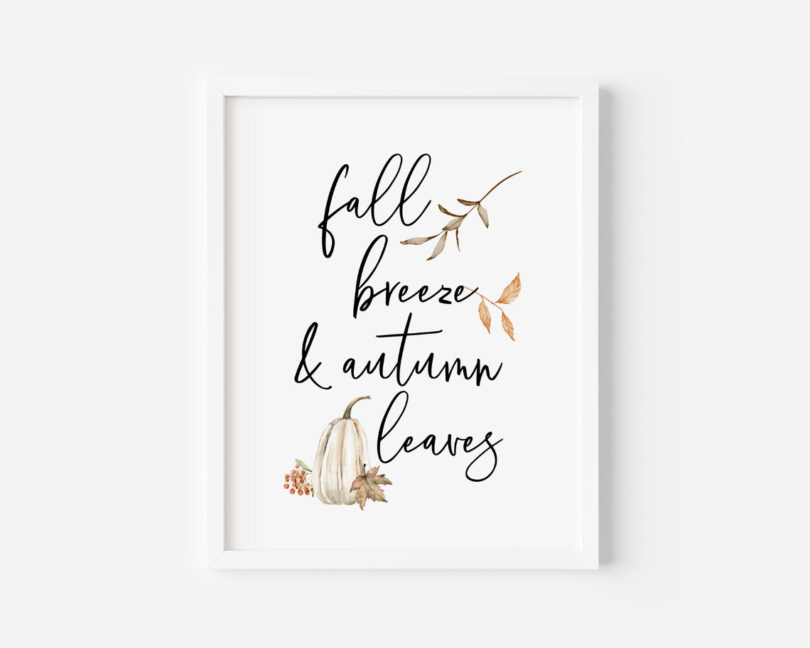 Fall Breeze and Autumn Leaves Printable, Thanksgiving Printable, Fall ...