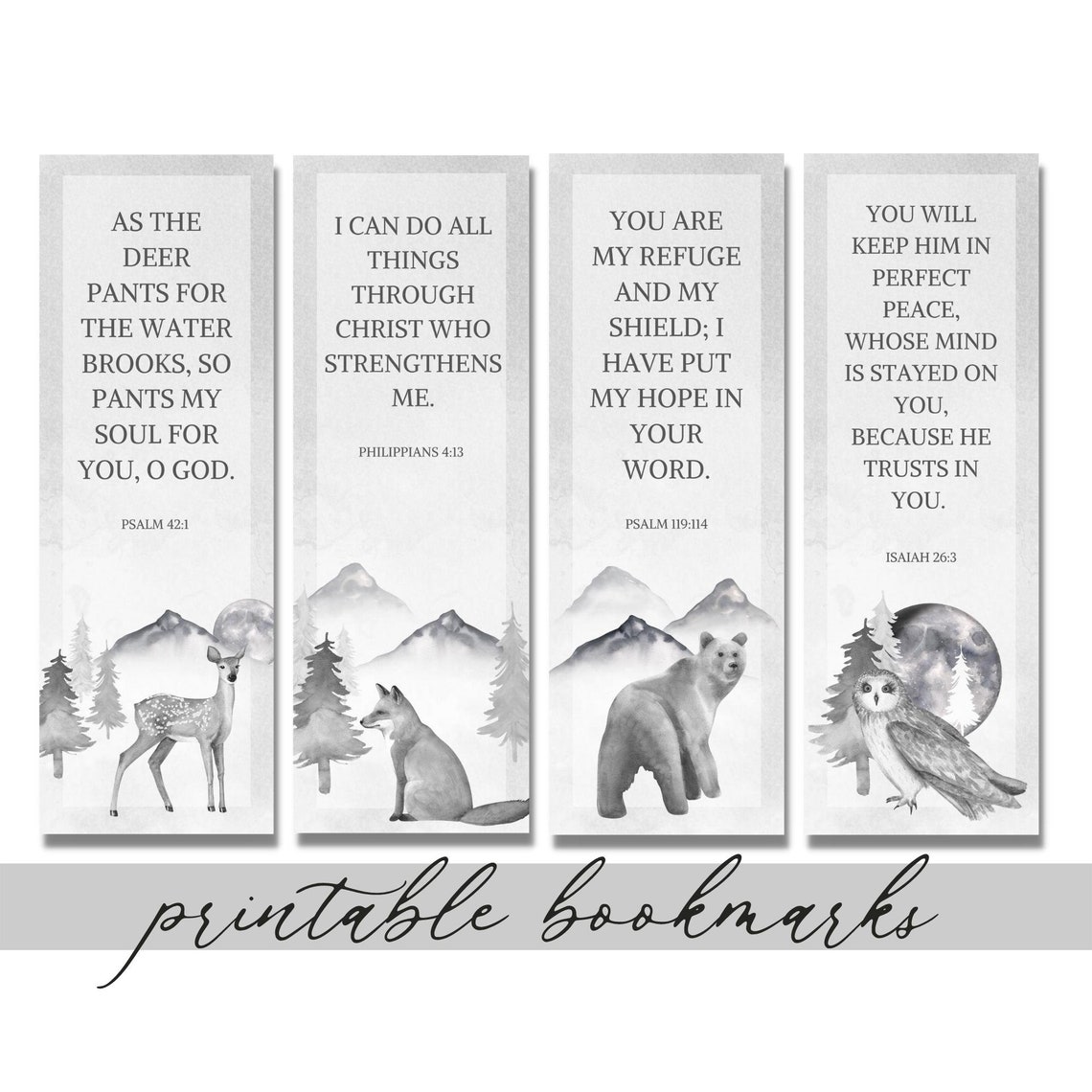 Printable Scripture Bookmarks Wildlife Bookmarks Set of 4 - Etsy