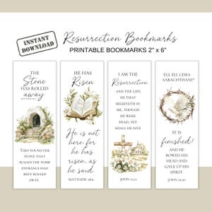 Printable Resurrection Bookmarks, Set of 4 Easter Bookmarks, Prayer ...