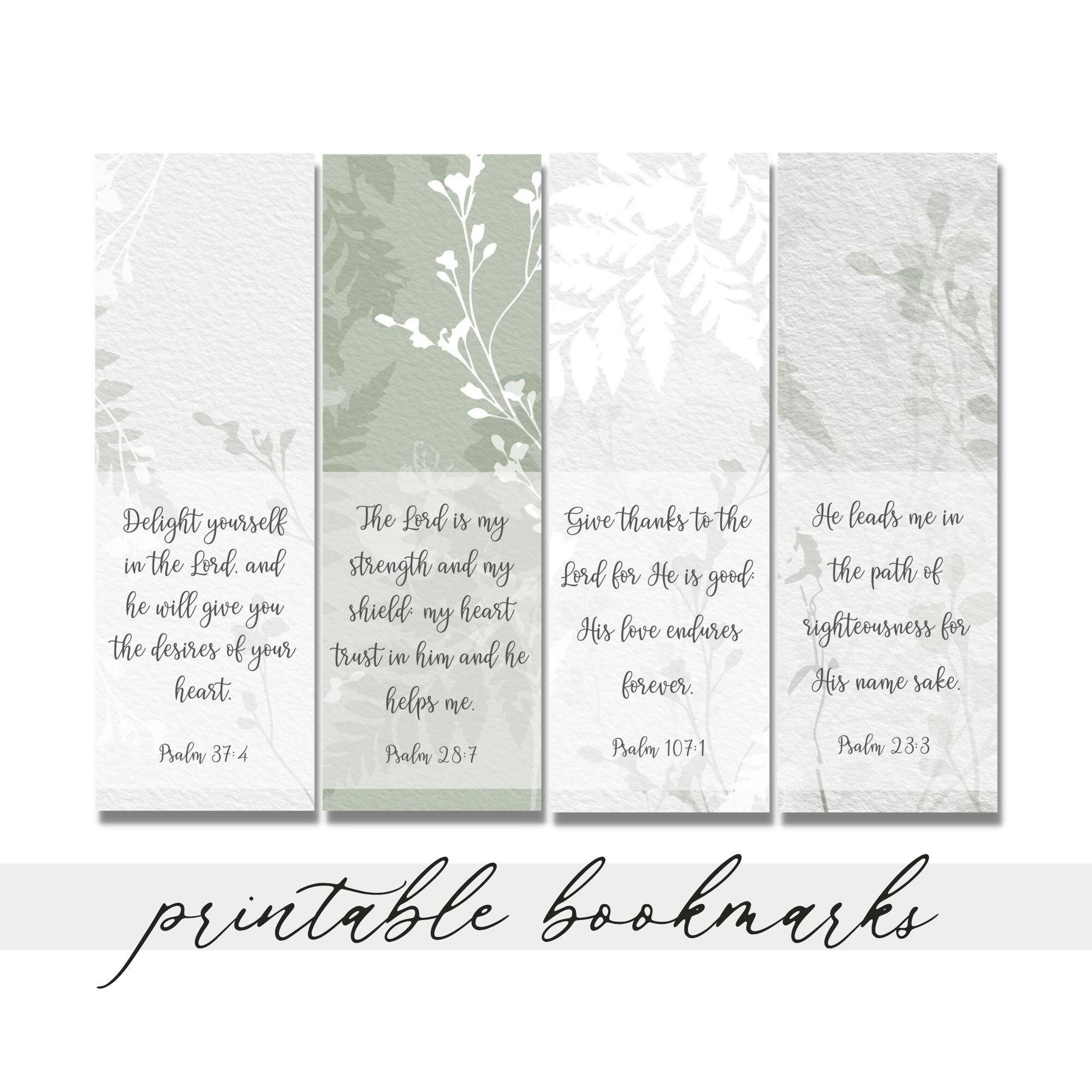 Printable Scripture Bookmarks, Set of 4 Christian Bookmarks, Prayer ...