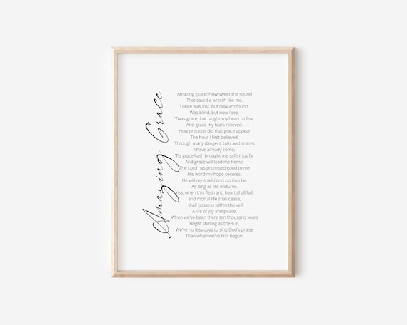 Amazing Grace Printable Hymn Lyrics Printable Hymns | Etsy