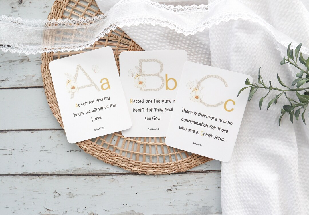 Alphabet Bible Memory Cards, Children's Bible Memory Cards. Bible Verse ...