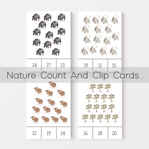 Nature Count and Clip Card 1-20 Printable's, Clothespin Number Cards ...