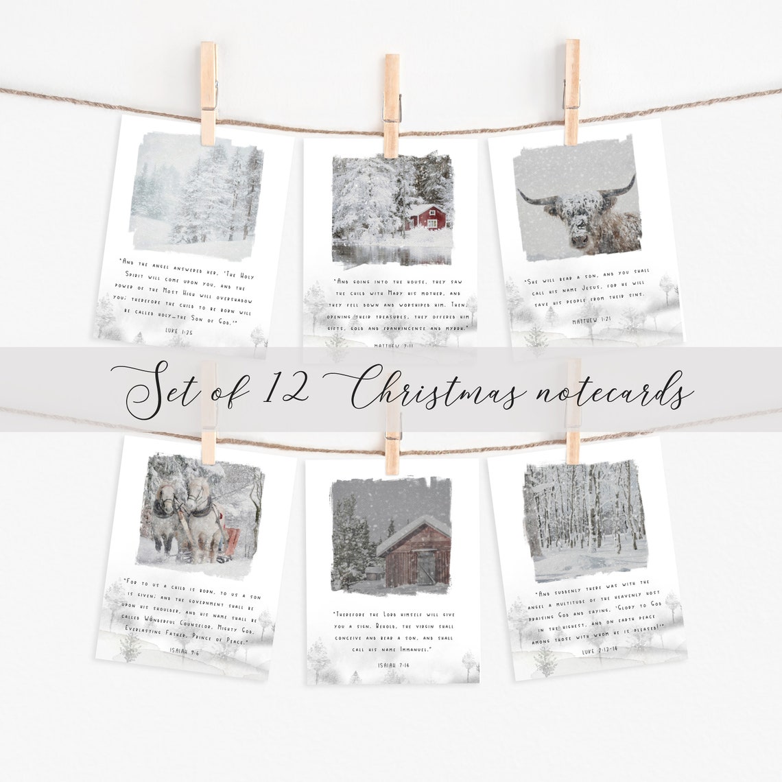 Scripture Christmas Notecards, Christian Bible Notecards, Holiday Cards ...