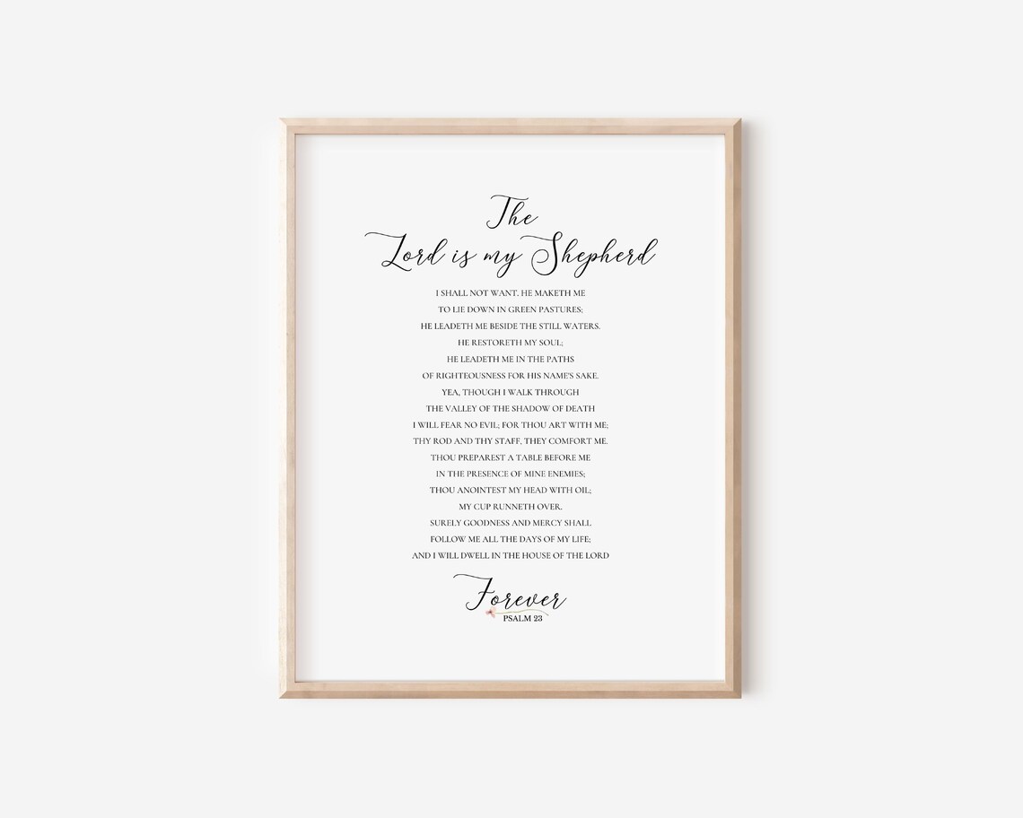 Psalm 23 Digital Print, the Lord is My Shepherd I Shall Not Want Bible ...
