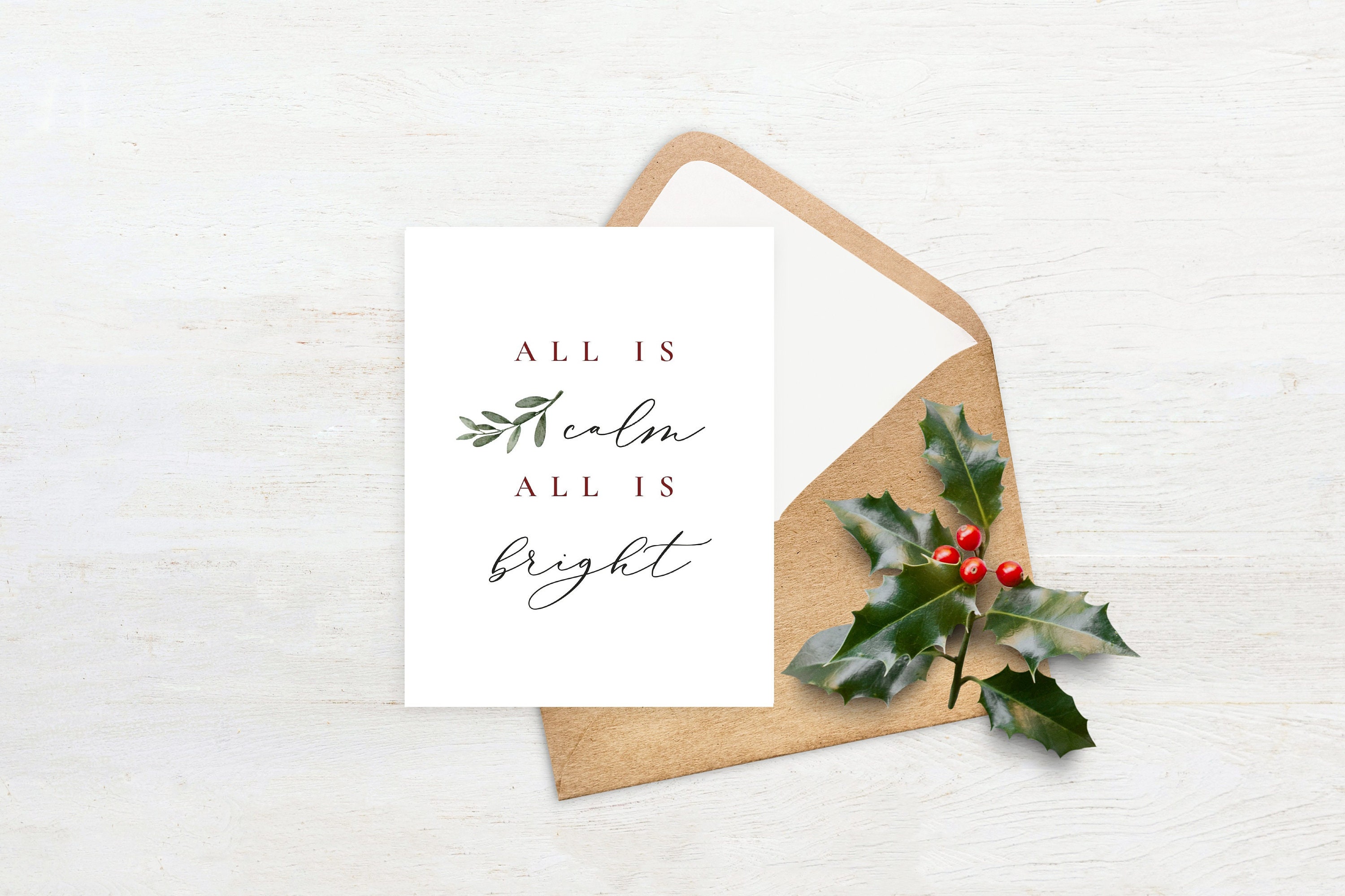Christmas Notecards, Minimalist Christmas Notecards, Holiday Blank ...