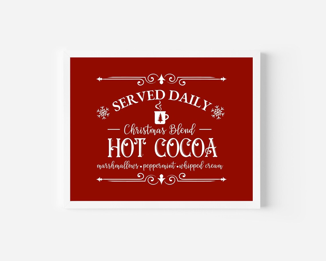Hot Chocolate Christmas Digital Download Print, Christmas Printables - Etsy