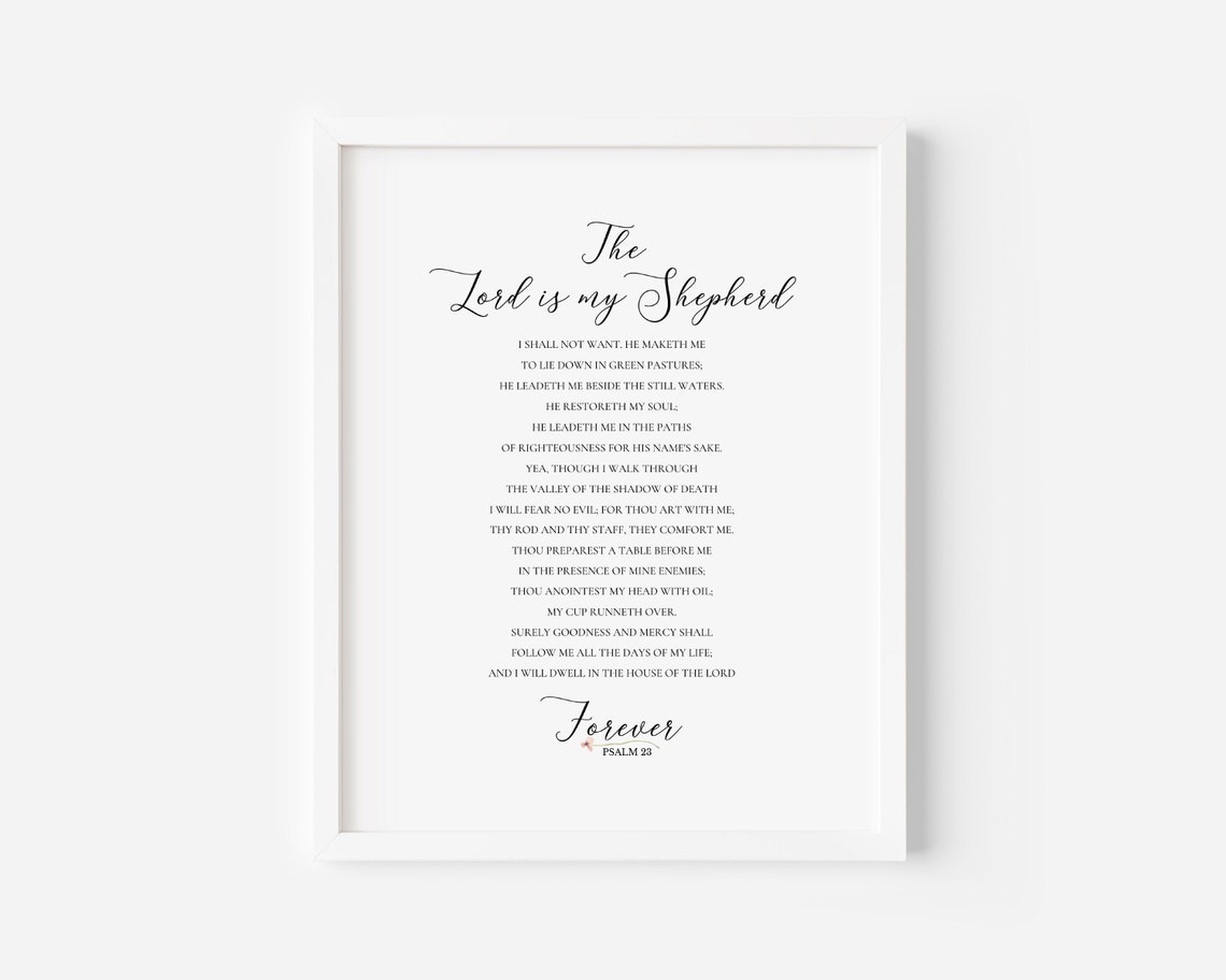 Psalm 23 Digital Print, the Lord is My Shepherd I Shall Not Want Bible ...