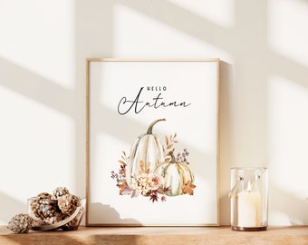Give Thanks Poster, Bible Verse Print, Autumn Landscape, Pumpkin ...