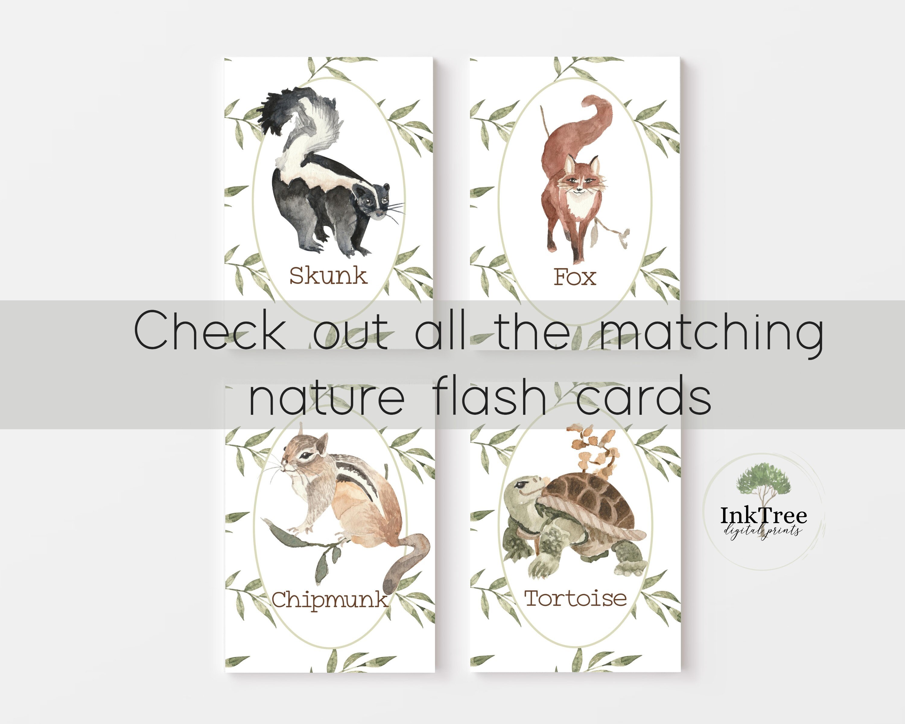 Nature Flash Card Alphabet Printable, Animal Flash Card Pintable's ...
