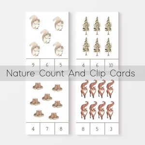 Nature Count and Clip Card 1-20 Printable's, Clothespin Number Cards ...