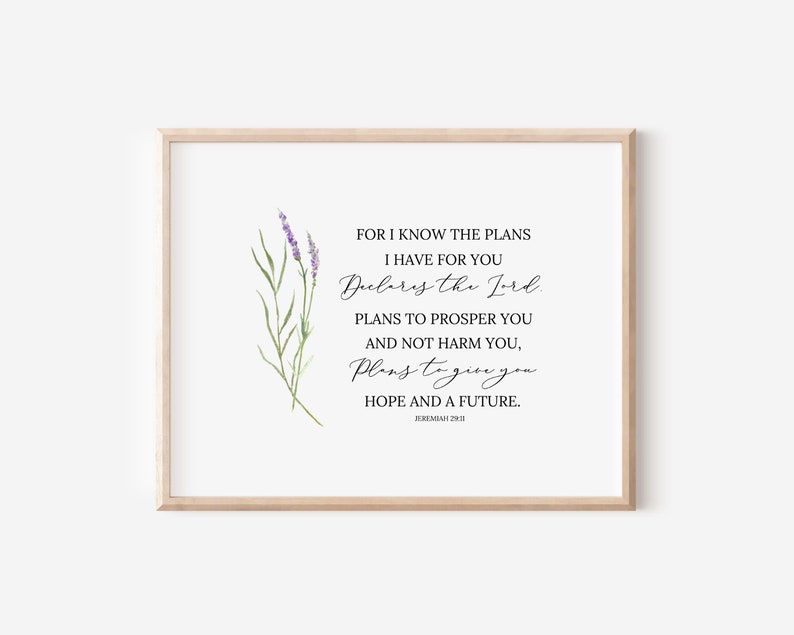 Jeremiah 29:11 Digital Print, I Know the Plans I Have for You Bible ...