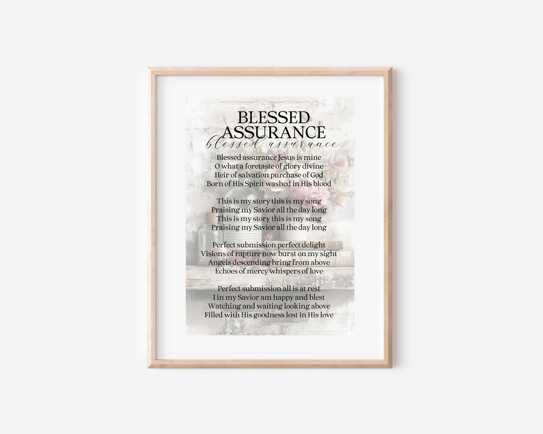 Blessed Assurance Hymn Print, Hymn Printable, Hymn Wall Art, Blessed ...