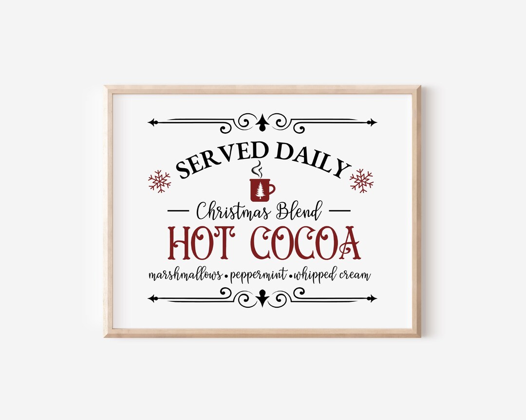Hot Chocolate Christmas Digital Download Print, Christmas Printables - Etsy