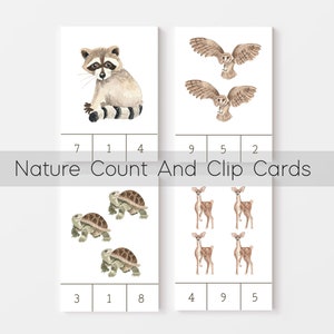 Nature Count and Clip Card 1-20 Printable's, Clothespin Number Cards ...