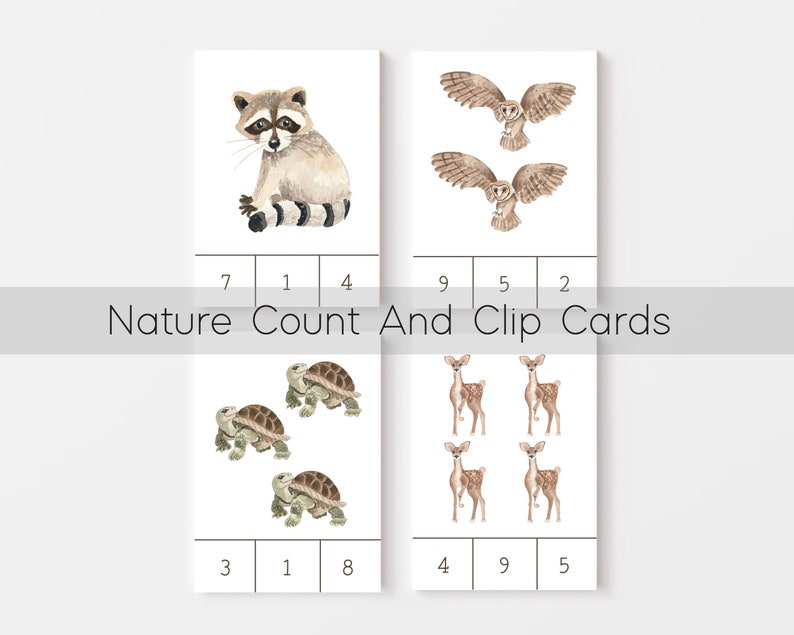 Nature Count and Clip Card 1-20 Printable's, Clothespin Number Cards ...