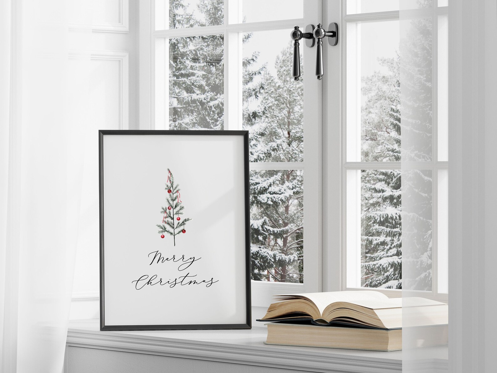 Merry Christmas Printable, Christmas Tree Digital Download Print - Etsy