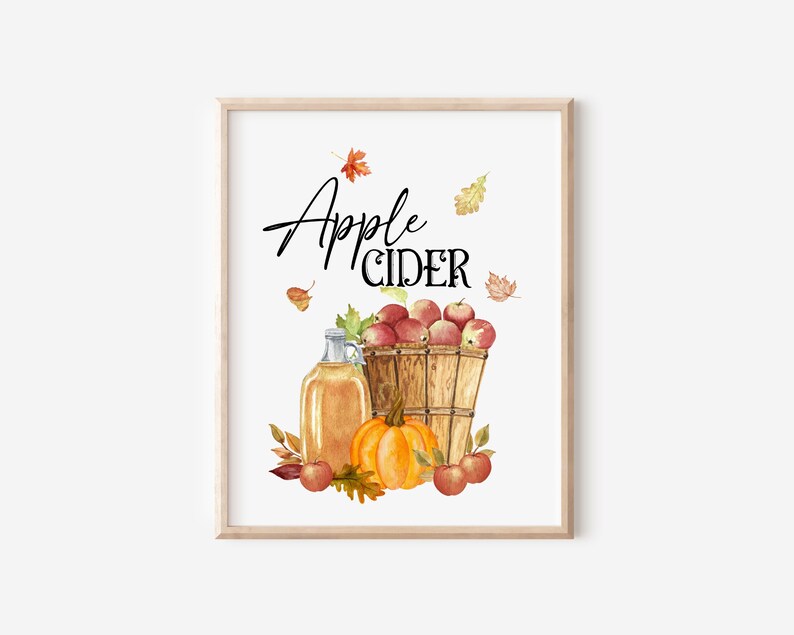 Apple Cider Fall Printable, Thanksgiving Printable, Fall Wall Art - Etsy