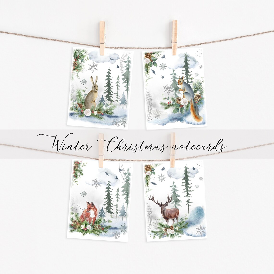 Winter Notecards, Wildlife Notecards, Christmas Notecards, Blank ...