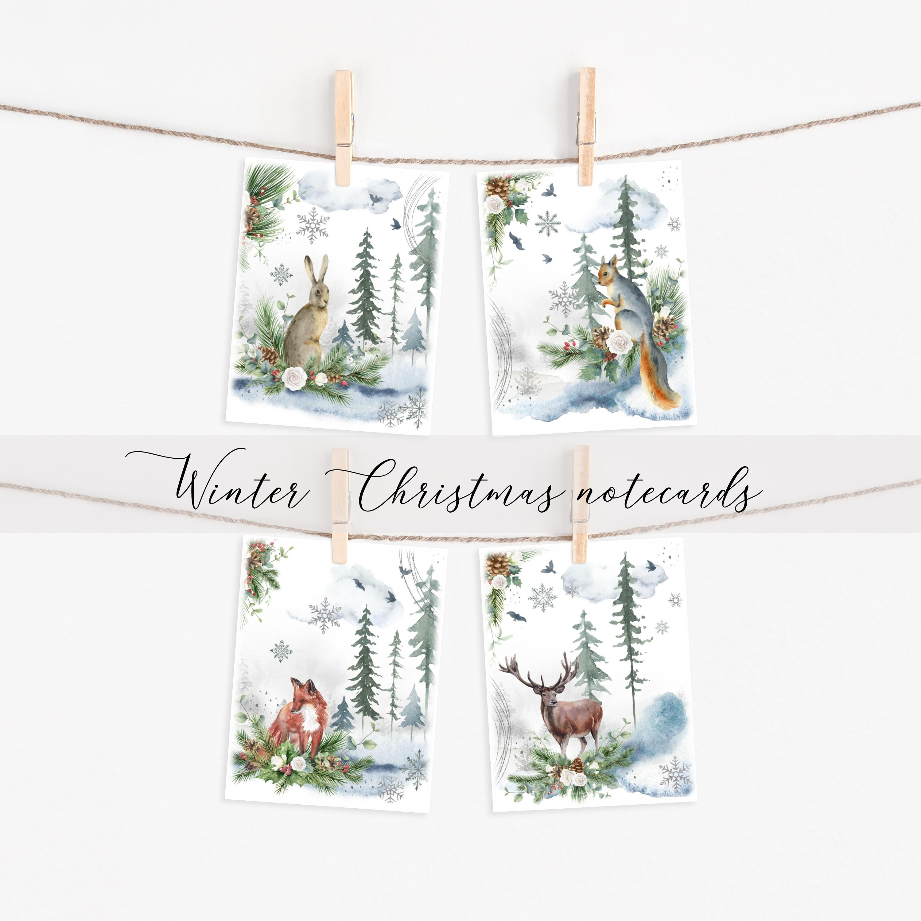 Winter Notecards, Wildlife Notecards, Christmas Notecards, Blank ...