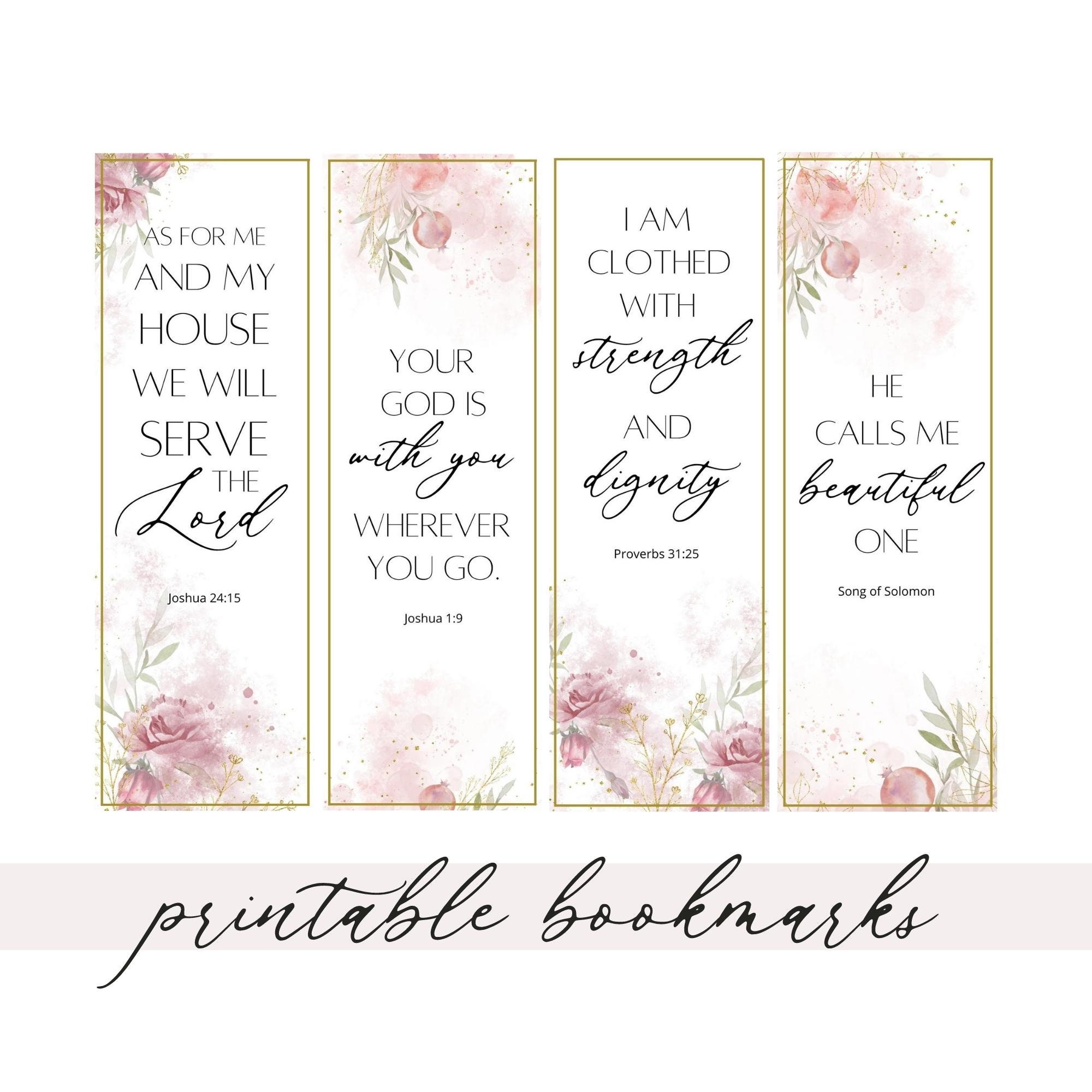 Printable Scripture Bookmarks, Set of 4 Christian Bookmarks, Prayer ...