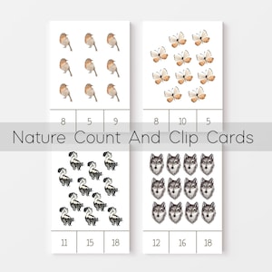 Nature Count and Clip Card 1-20 Printable's, Clothespin Number Cards ...