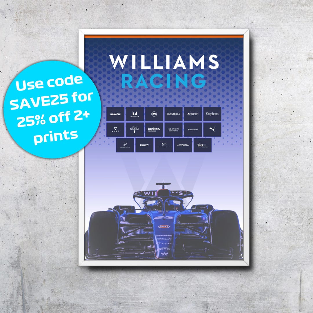 Williams F1 Team Poster Print 2024 Season / Print / Formula 1 ...