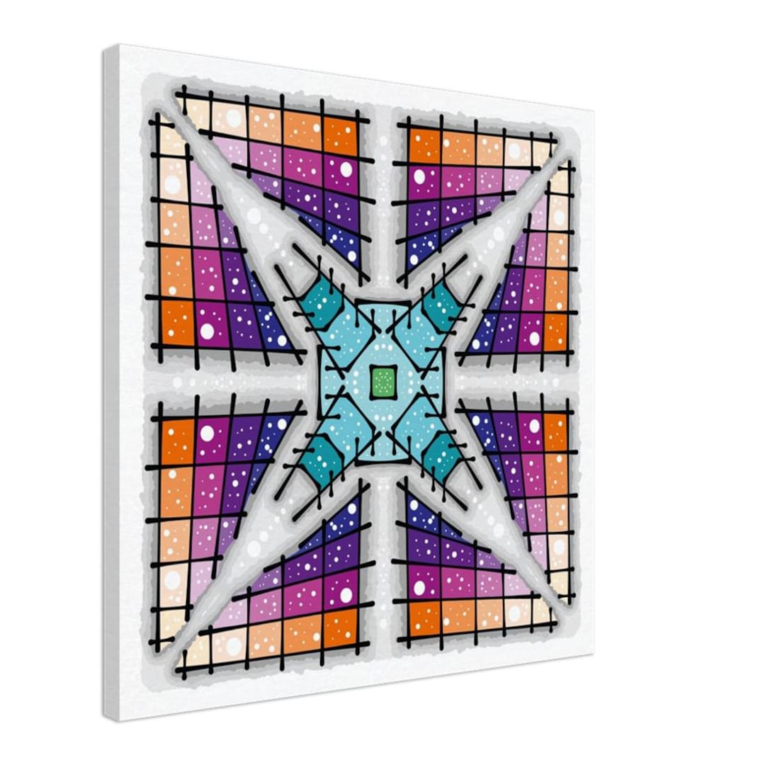 Celestial Grid – Geometric Abstract Digital Art on Premium Canvas - Etsy