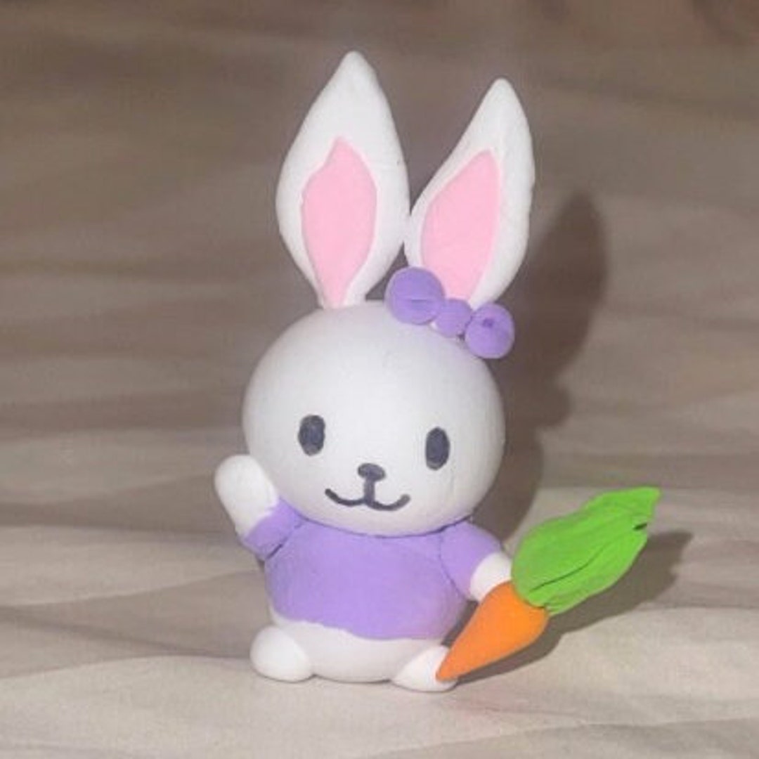 Mini Air-dry Clay Easter Bunny Figurine - Etsy