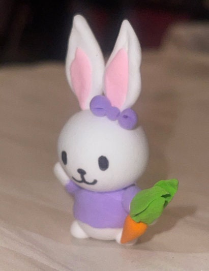 Mini Air-dry Clay Easter Bunny Figurine - Etsy