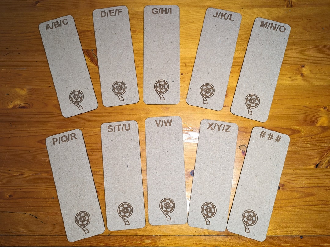 Movie Collection Display Tags - Alphabetical | Wood Movie Display Tags ...