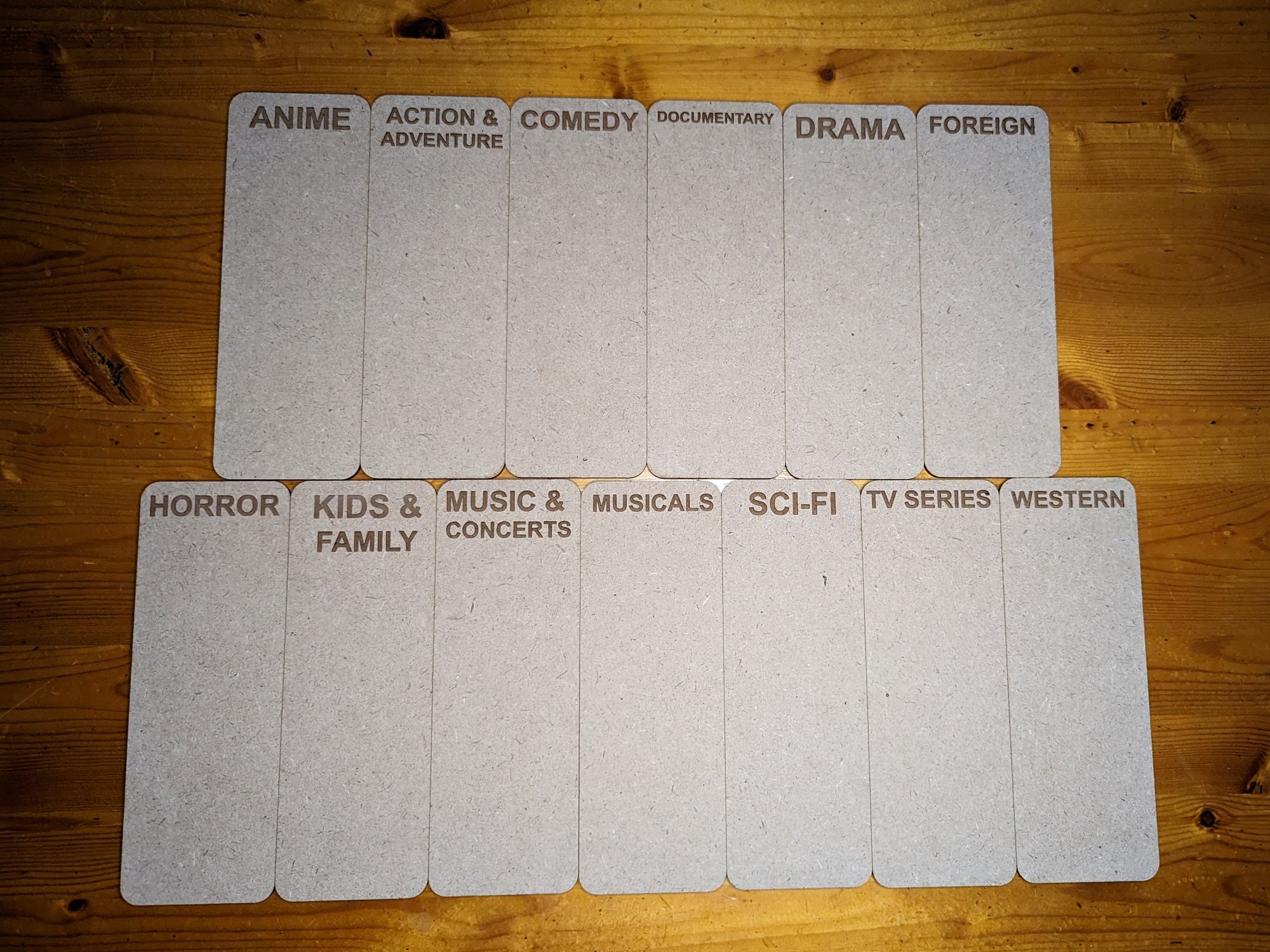 Movie Collection Display Tags - Genre | Wood Movie Display Tags - Etsy