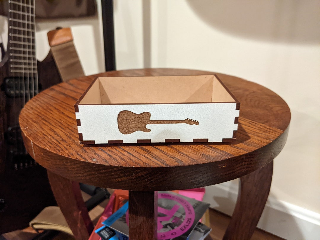 Guitar Pick Box - Telecaster | Painted and Engraved Wood Guitar Pick ...