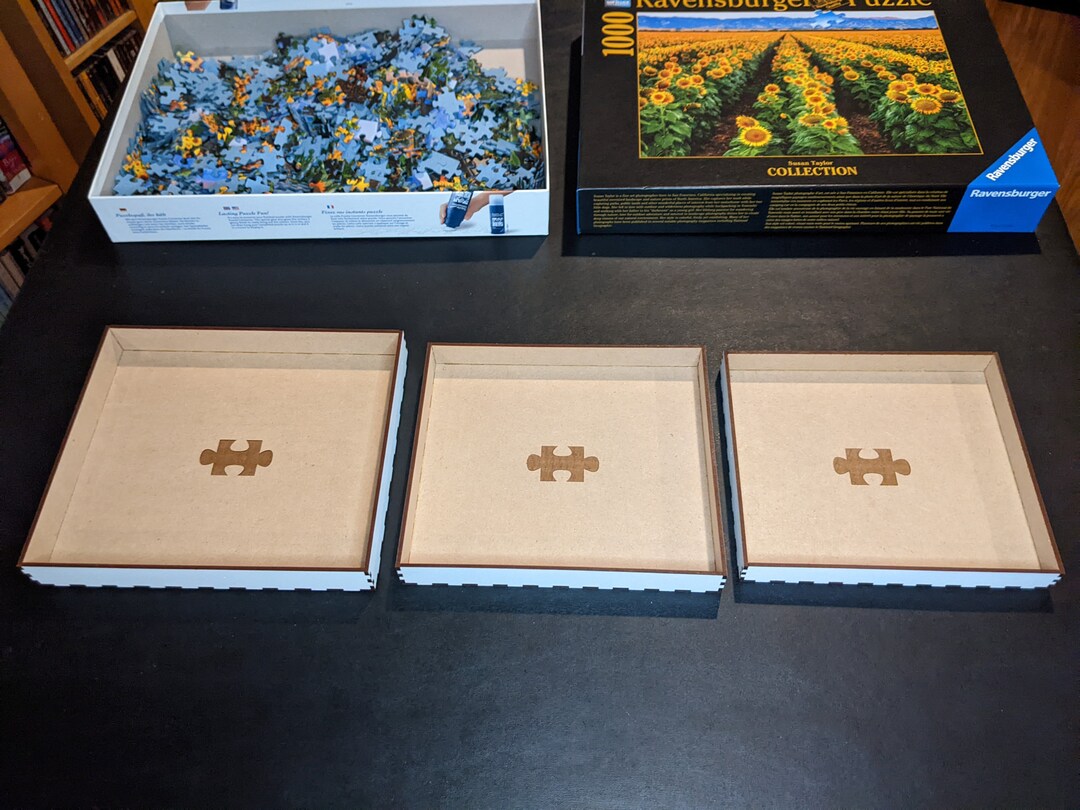 Puzzle Piece Sorting Tray Set Laser Cut and Engraved Nested Puzzle ...
