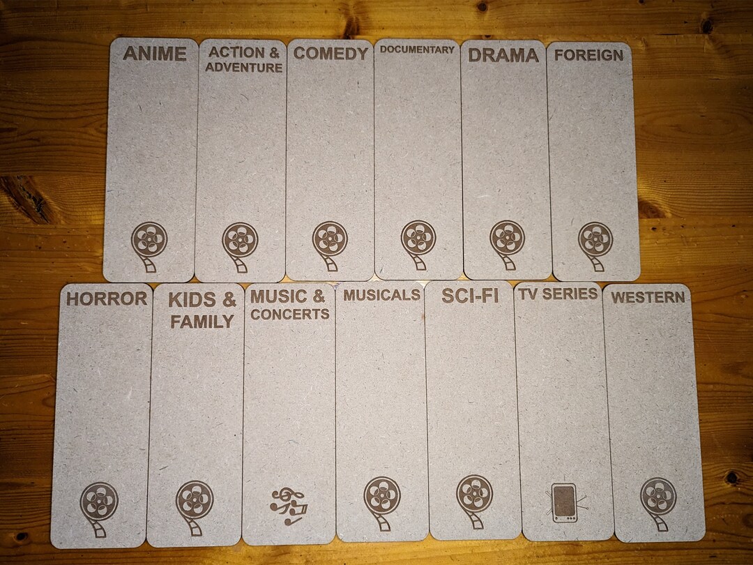 Movie Collection Display Tags - Genre | Wood Movie Display Tags - Etsy