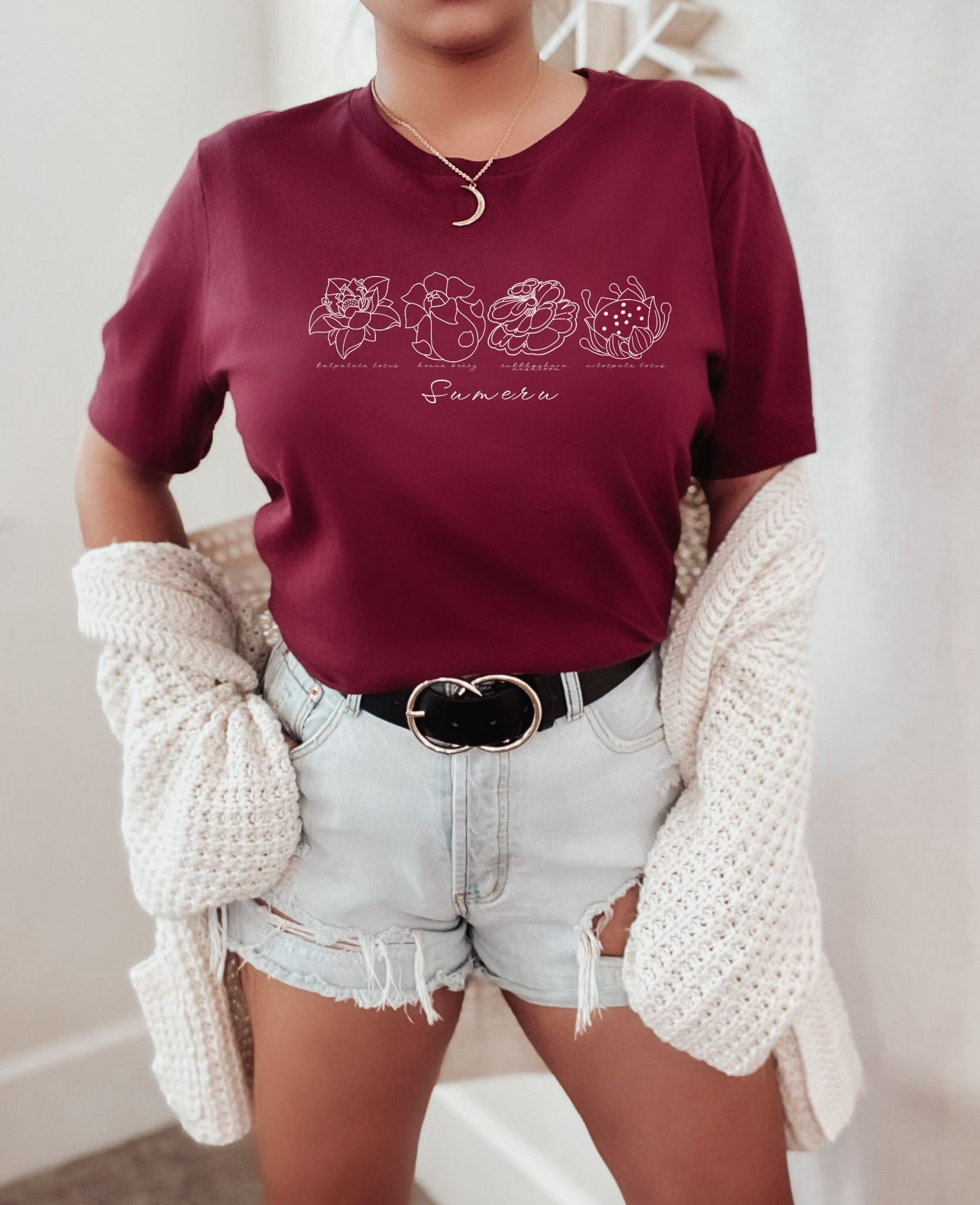 Sumeru Genshin Impact Flower Line Art Minimalistic Shirt Plant Simple ...