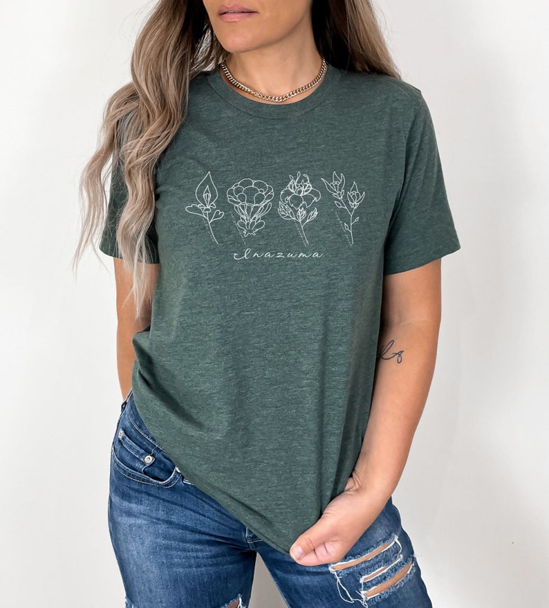 Genshin Impact Inazuma Minimalistic Shirt Flower Line Art Plant Simple ...