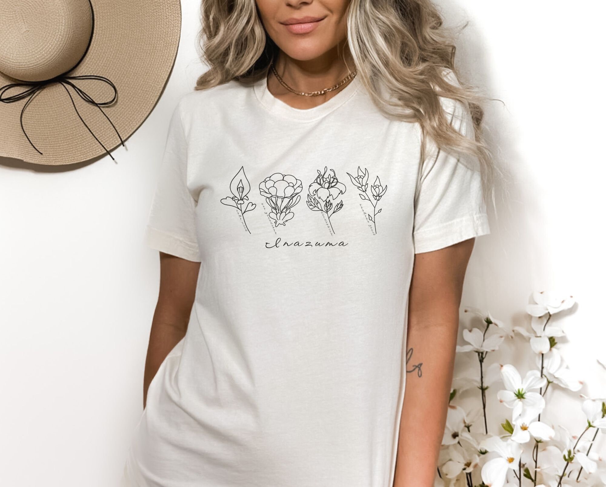 Genshin Impact Inazuma Minimalistic Shirt Flower Line Art Plant Simple ...