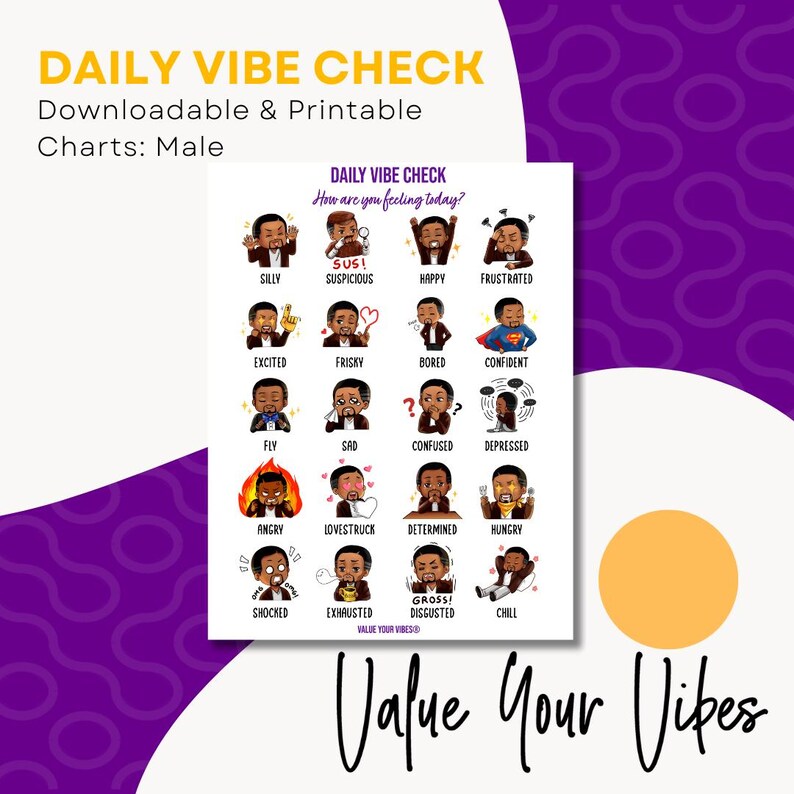 Daily Vibe Check Downloadable Charts - Male - Black Feelings, Emotions ...
