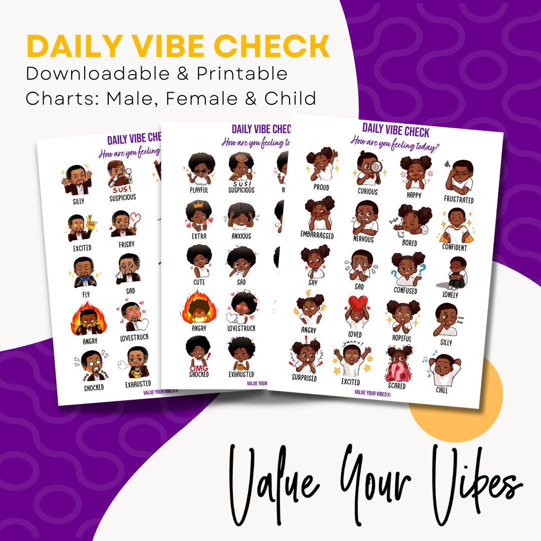 Daily Vibe Check Downloadable Charts Male Black Feelings, Emotions ...